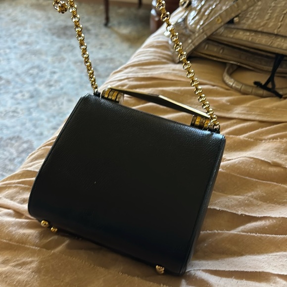 None | Bags | Navy Blue With Chain Strap Clamshell Purse | Poshmark